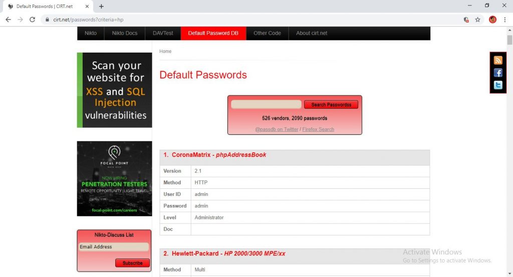 Online Tool For Default Passwords – SOUTECH Ventures